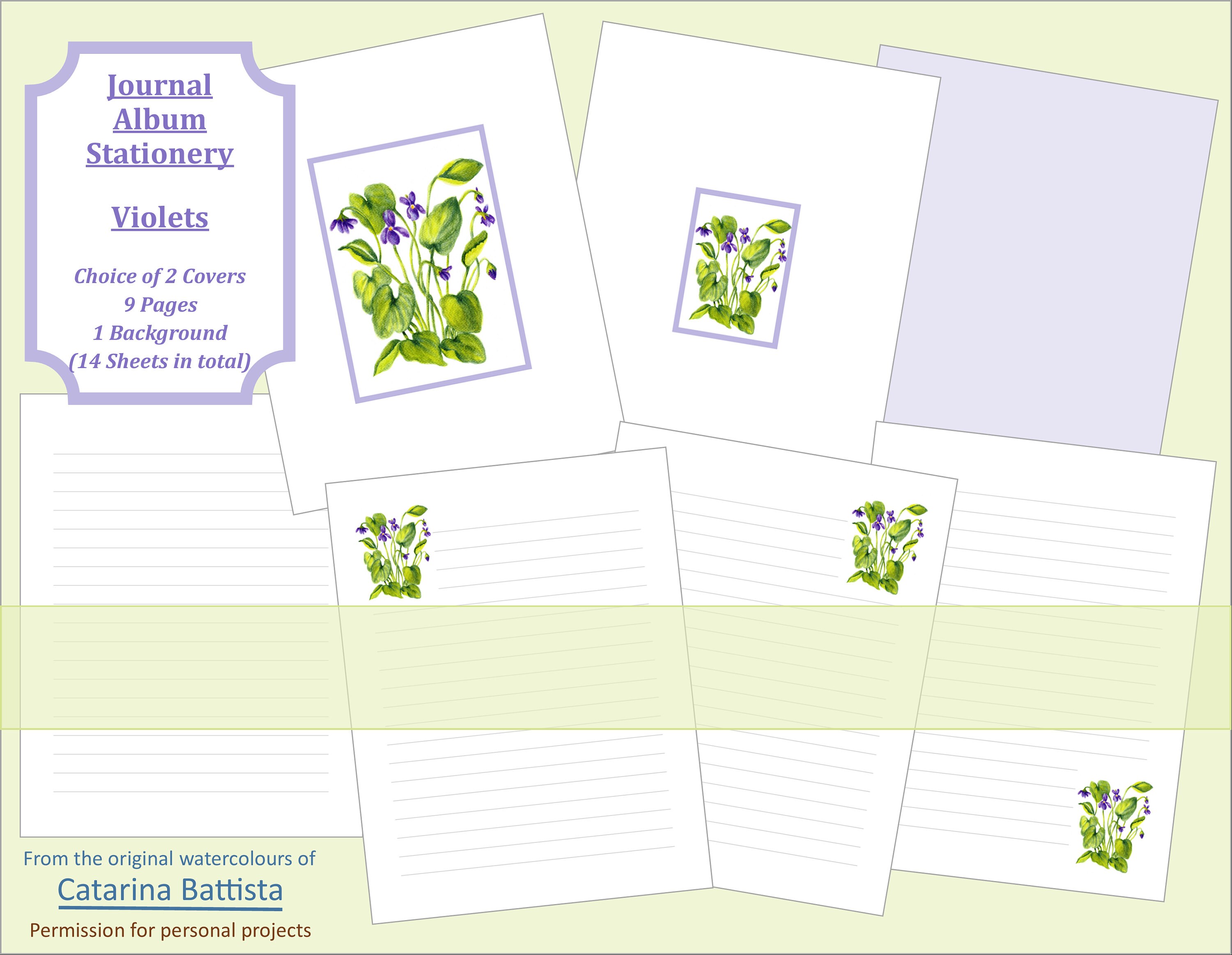 Violets Writing Paper. Stationery Set. Journal. Album. Floral Digital ...