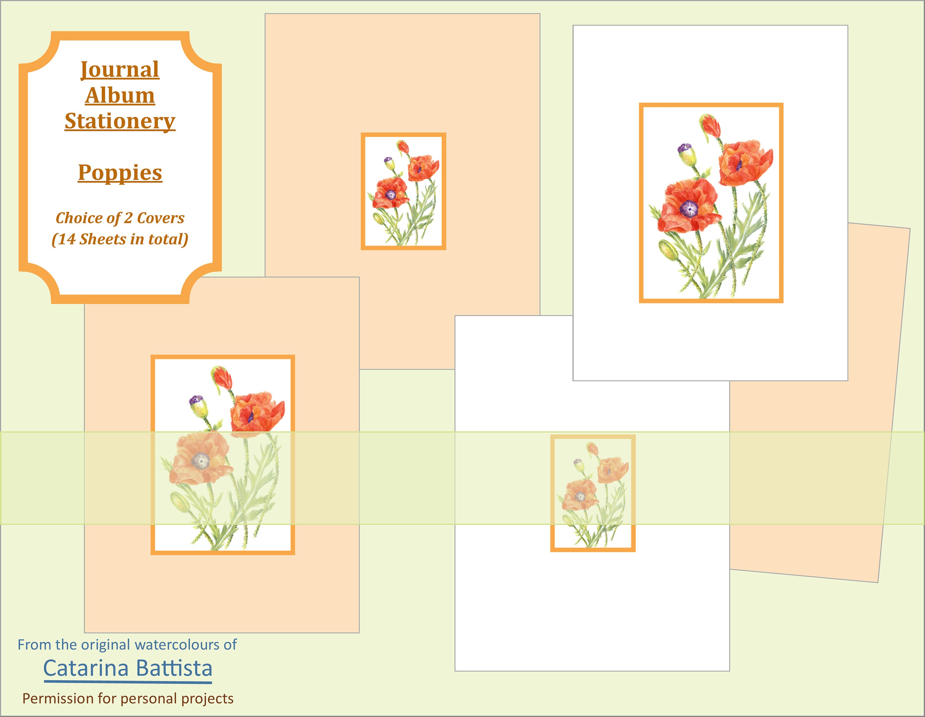 Poppies Writing Paper. Stationery Set. Journal. Album. Floral Digital ...