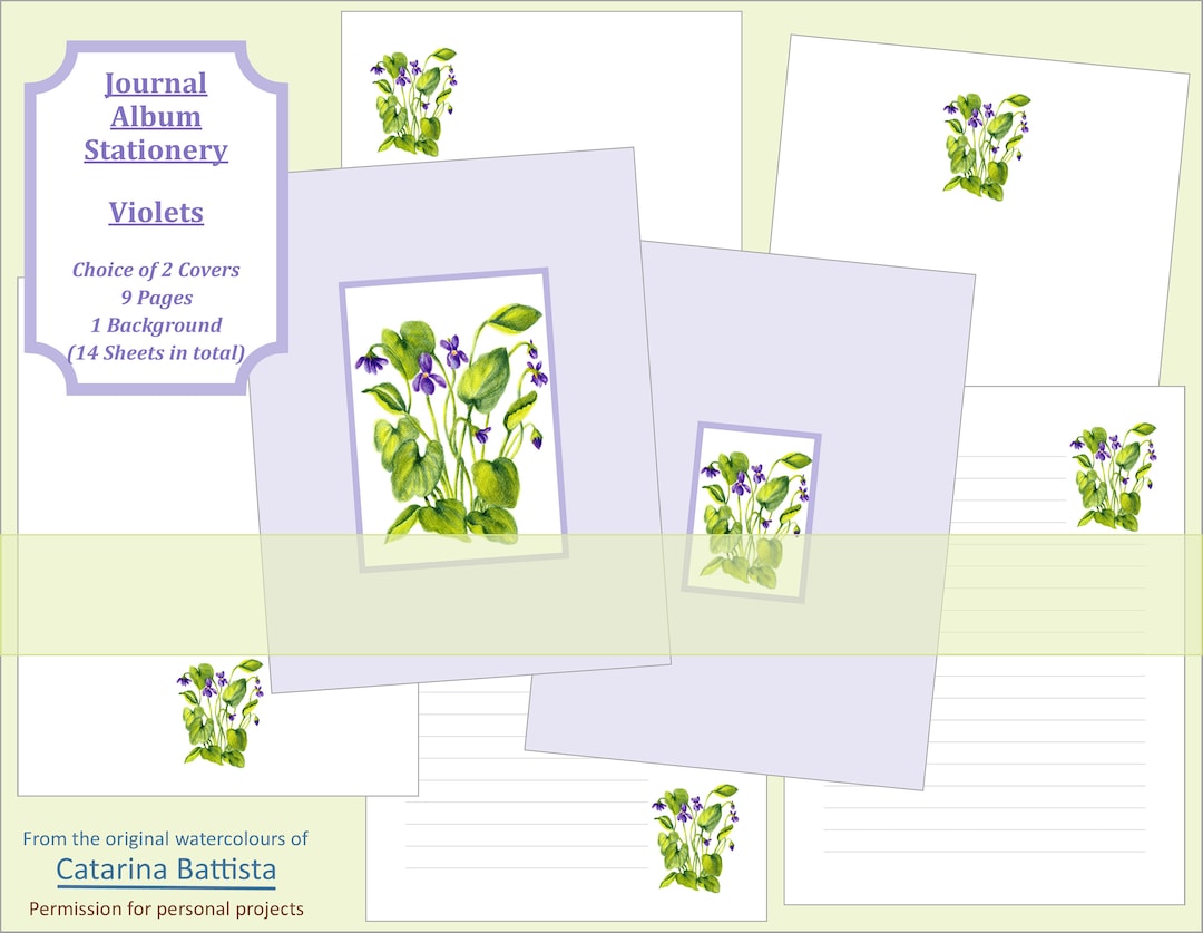 Violets Writing Paper. Stationery Set. Journal. Album. Floral Digital ...
