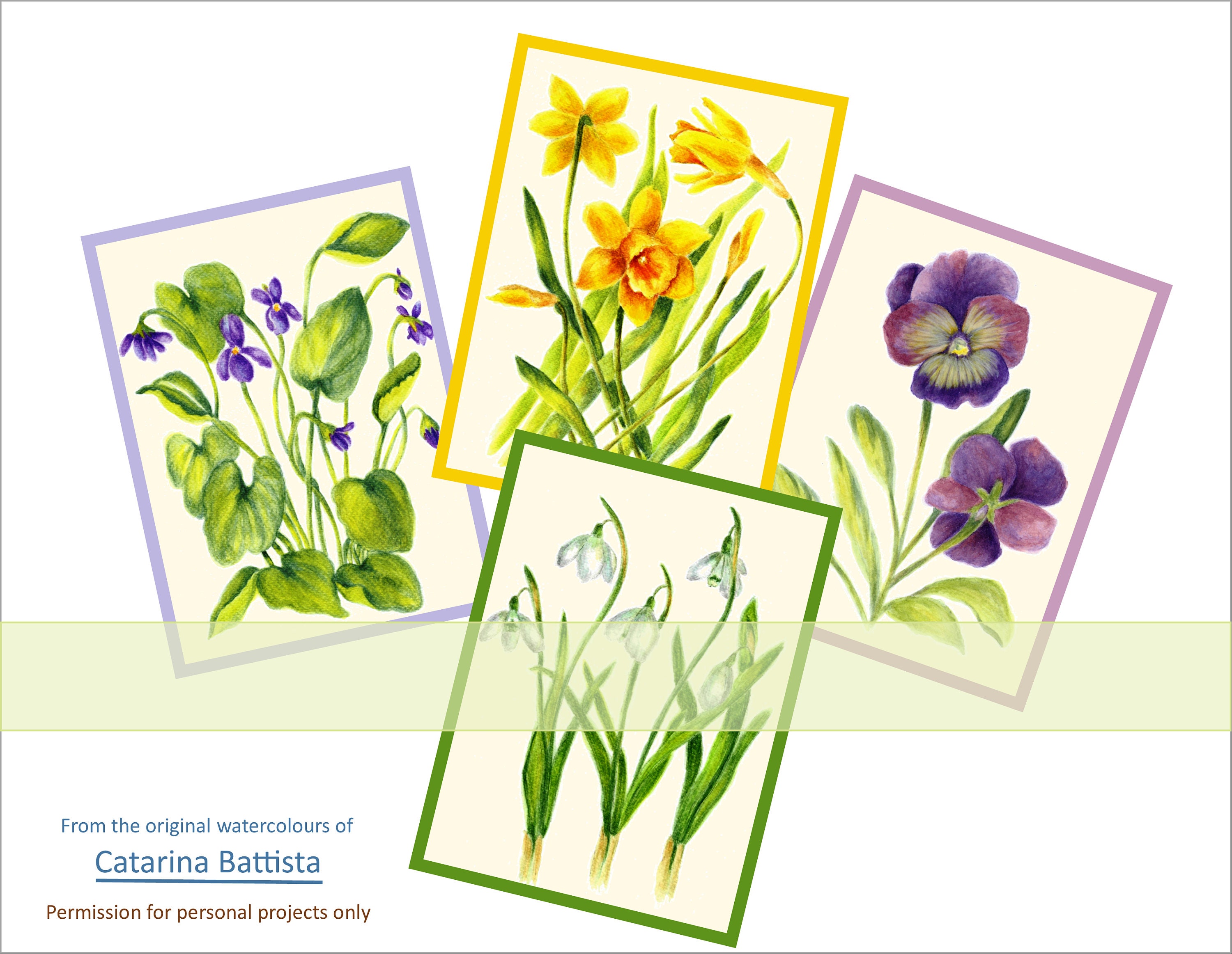 SPRING FLOWERS POSTCARDS. Printable Download. Botanical Tag, Digital ...