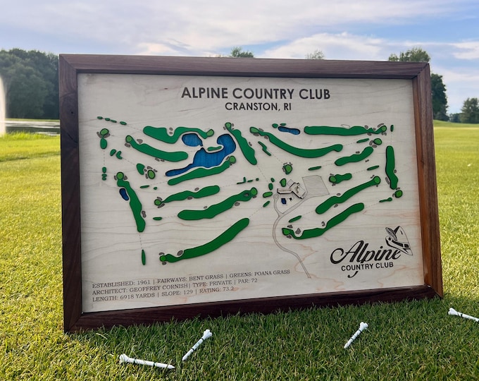 Golf Course Custom Map Laser Engraved Sign, Wooden Engraved Golf Course ...