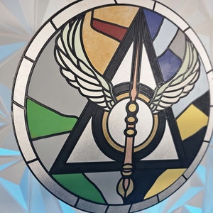 HP Hallows Snitch Original Design, Stained Glass Inspired Wood Sign - Etsy