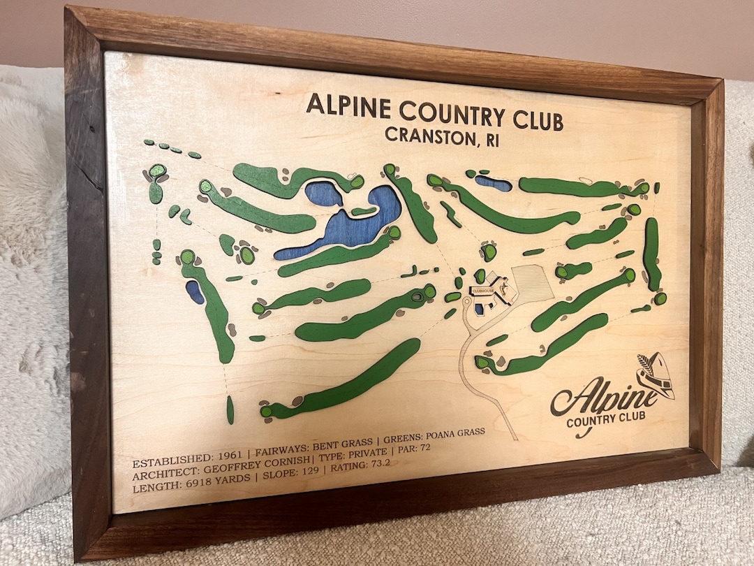 Golf Course Custom Map Laser Engraved Sign, Wooden Engraved Golf Course ...