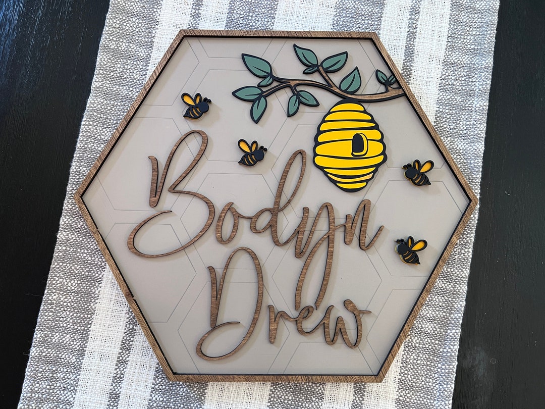 Honey Bee Nursery Baby Name Sign, Laser Cut 3D Wood Premium Décor - Etsy