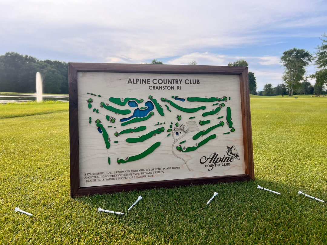 Golf Course Custom Map Laser Engraved Sign, Wooden Engraved Golf Course ...
