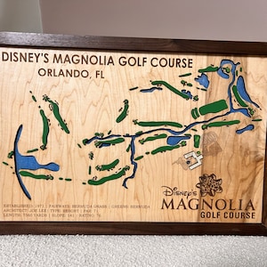 Golf Course Custom Map Laser Engraved Sign, Wooden Engraved Golf Course ...