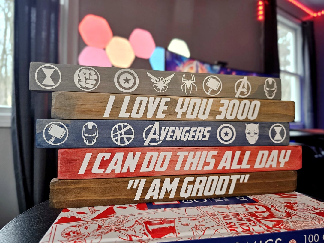Avengers Shelf/table Signs, Custom Superhero Quotes, Iron Man, Captain ...