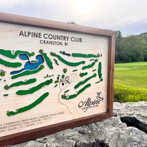 Golf Course Custom Map Laser Engraved Sign, Wooden Engraved Golf Course ...