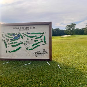 Golf Course Custom Map Laser Engraved Sign, Wooden Engraved Golf Course ...