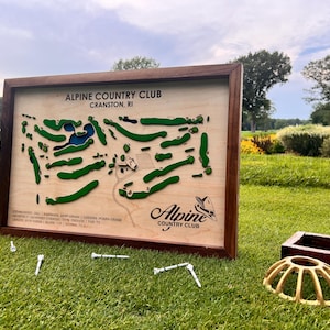 Golf Course Custom Map Laser Engraved Sign, Wooden Engraved Golf Course ...