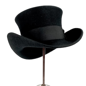 Cowboy Top Hat - Black Western Top Hat With Wide Brim - Handcrafted ...