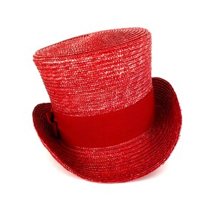 Red Straw Top Hat Red Summer Straw Hat Edwardian Red Hat - Etsy