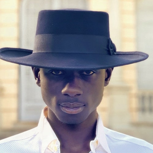 Gambler Hat Fedora Large Brim Felt Fedora Hat Wide Brim - Etsy
