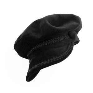 Black Sailor Hat - Elegant Black Velour Sailor Cap - Handcrafted ...