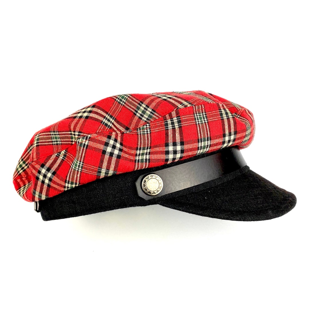 Red Tartan Plaid Sailor Cap Captain Scottish Red Cap Red - Etsy