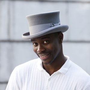 GRAY Top Hat, Grey Top Hat Low Crown, Top Hat Gray for Men and Women ...