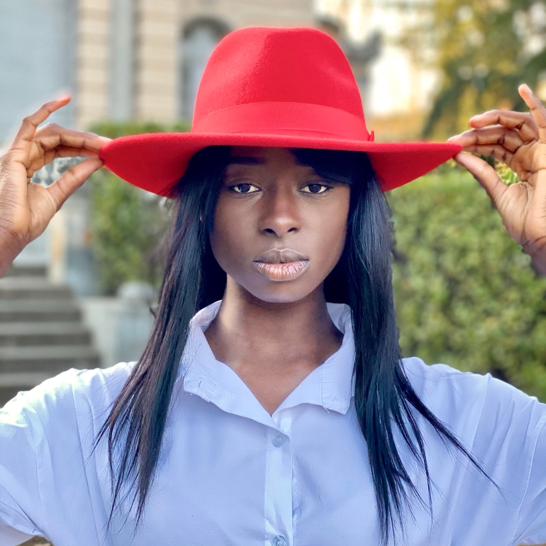 Red Fedora Hat, Large Brim Red Hat, Wide Brim Red Fedora, Red Fedora ...