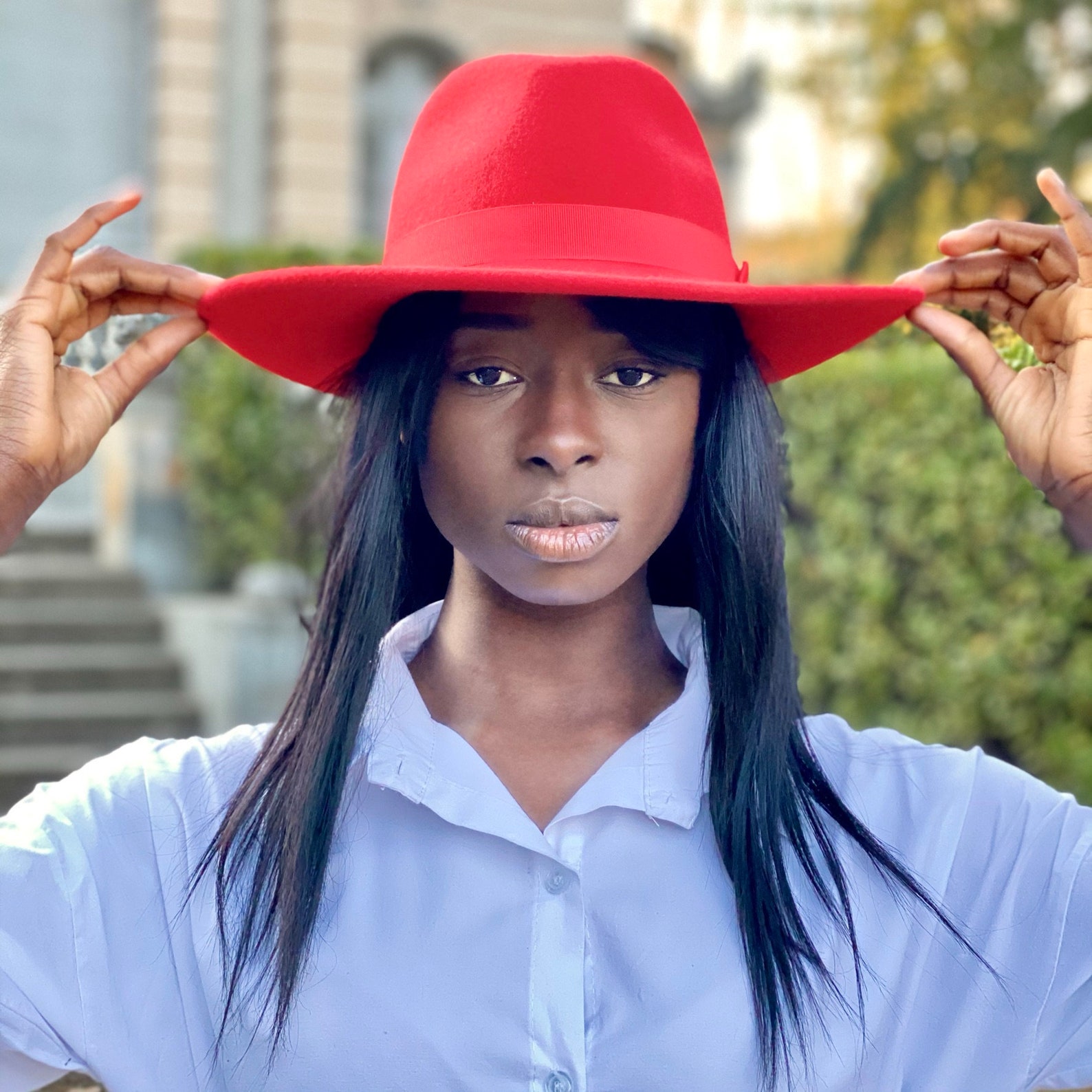 Red Fedora Hat Large Brim Red Hat Wide Brim Red Fedora Red - Etsy