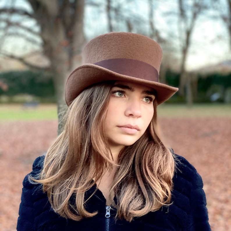 Low Top Hat Light Brown Top Hat Short Top Hat Felt Top Hat - Etsy