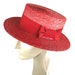 Red Boater Straw Hat, Red Straw Canotier, Men Women Boater Hat, Red ...