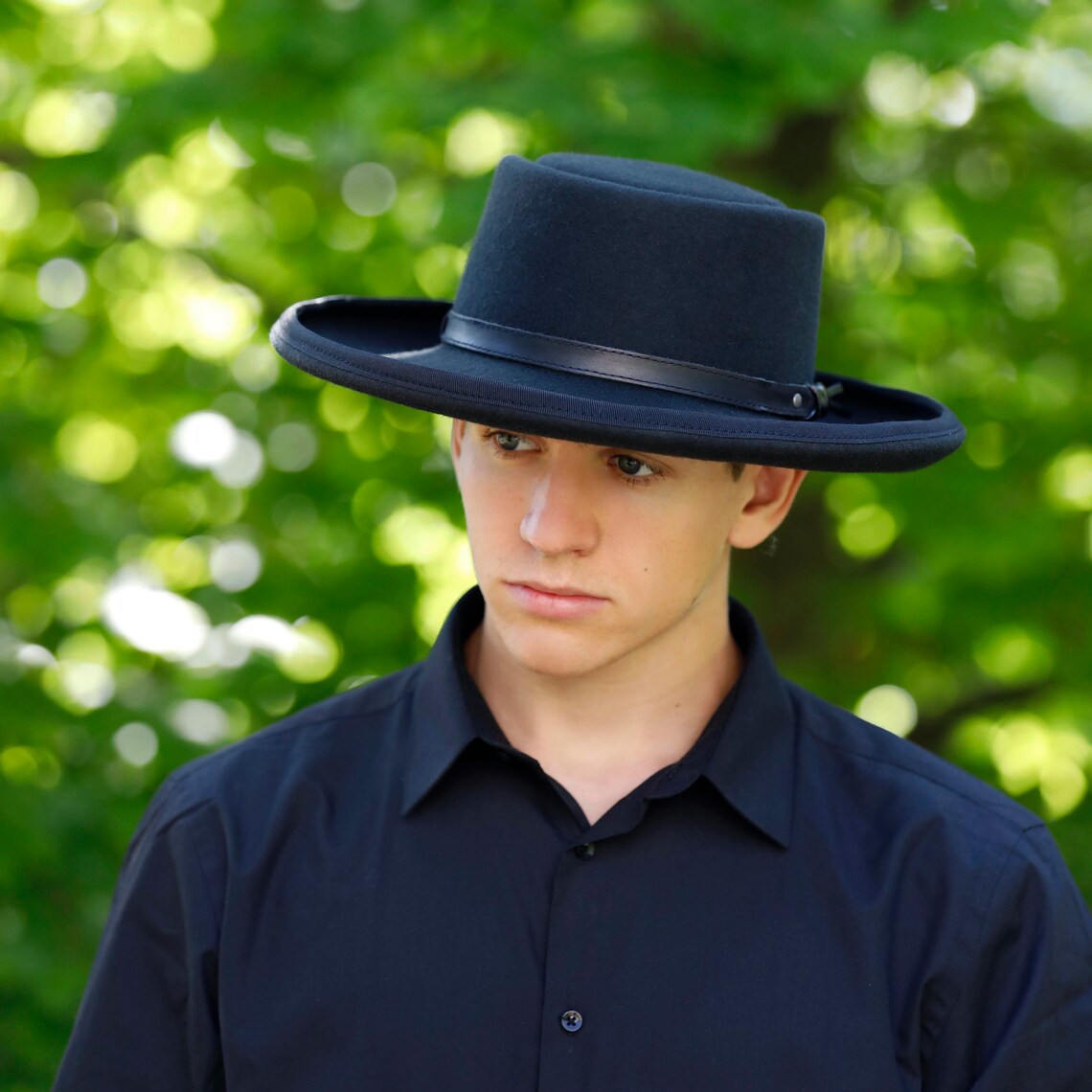 Dark Gray Merino Wool Felt Gambler Hat: Wide Brim Fedora - Etsy
