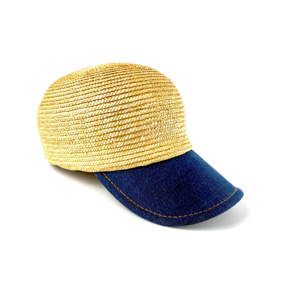 Baseball Straw Cap With Denim Visor - Stylish Summer Hat for a Casual ...