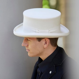 Top Hat WHITE, White Felt Top Hat, White Top Hat, Wedding Top Hat for ...