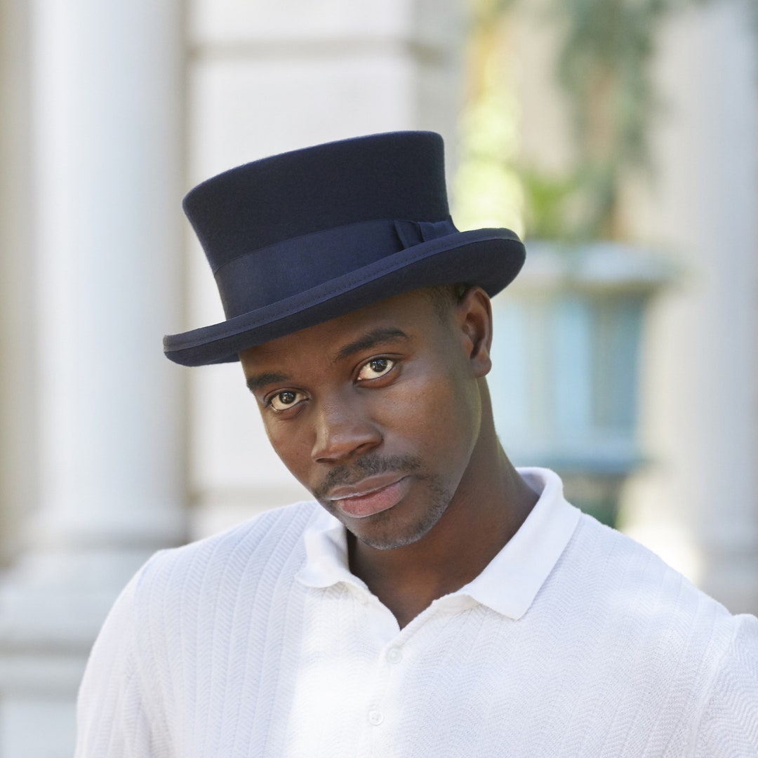 Blue Felt Top Hat - Dark Blue Low Top Hat - Stylish Mens Formal ...
