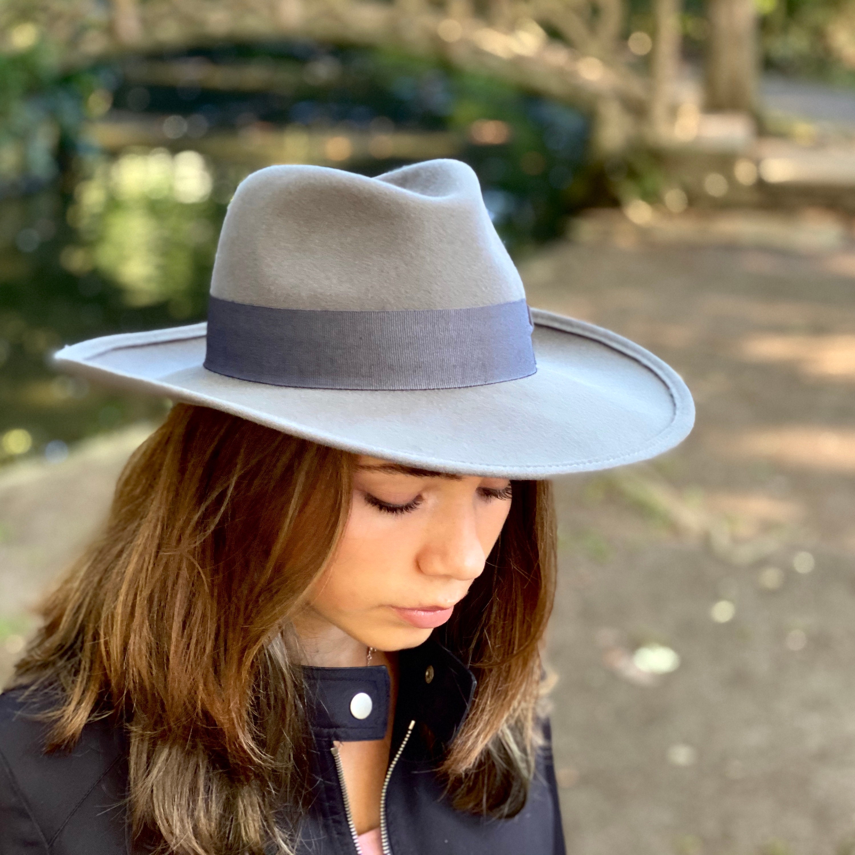 Gray Fedora Hat Wide Brim, Man Gray Fedora Hat, Woman Fedora Gray Fur ...