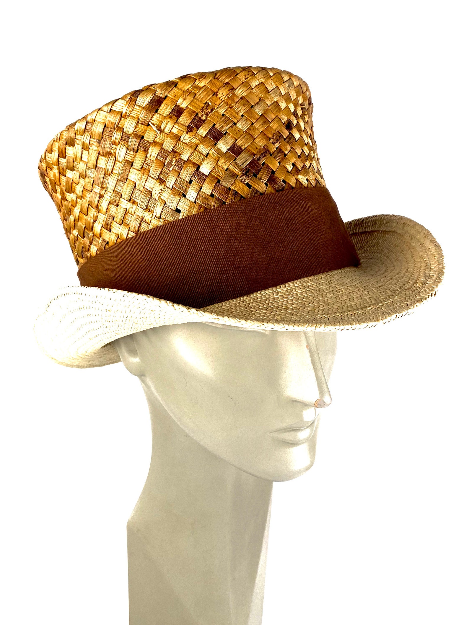 Straw Top Hat for Man and Woman, Natural Straw Top Hat in Brown and ...