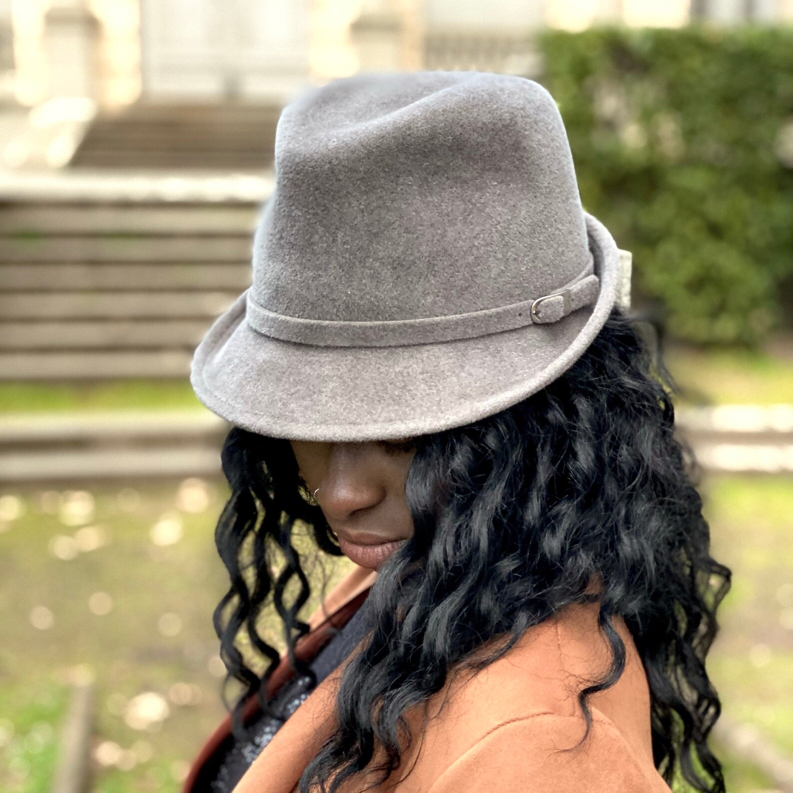 Gray Fedora Felt Hat, Women Fedora Gray Hat, Trilby Felt Hat, Fedora ...