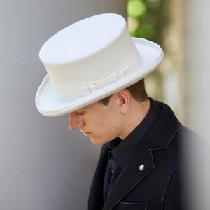 Top Hat WHITE, White Felt Top Hat, White Top Hat, Wedding Top Hat for ...