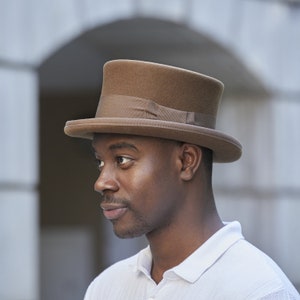 Top Hat Felt, Light Brown Top Hat, Low Top Hat, Brown Top Hat, Wool ...