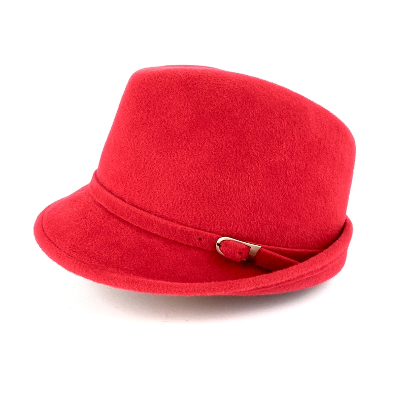 Red Fedora Hat, Fur Felt Fedora Hat, Woman Red Hat , Red Fur Felt ...