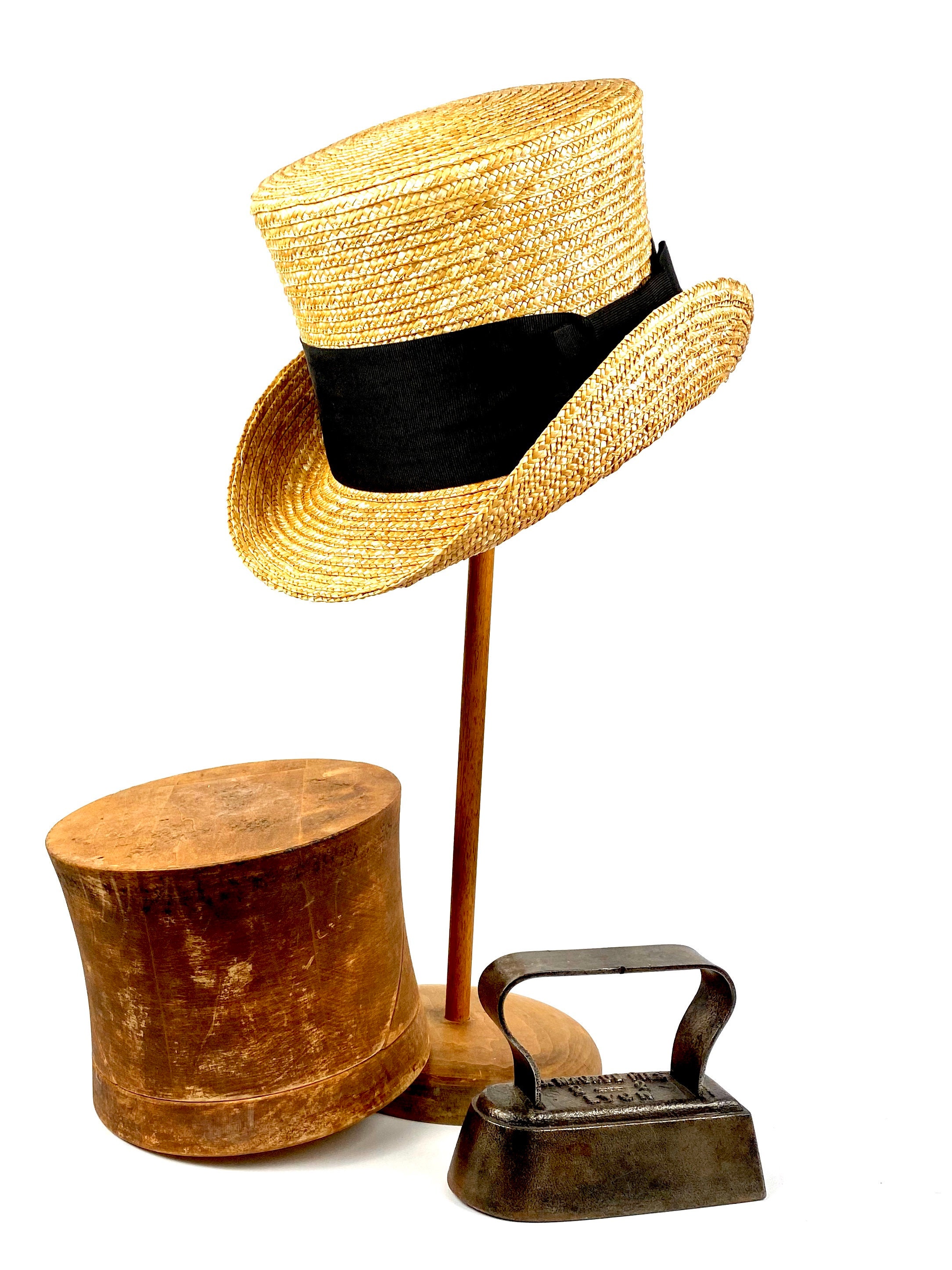 Straw Top Hat Straw Topper Hat Edwardian Straw Hat Mad | Etsy