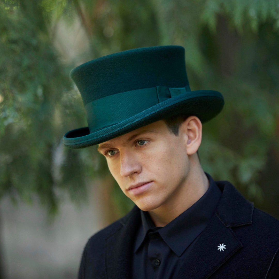 Green Felt Low Top Hat – Classic Heritage Style for Elegant Occasions ...