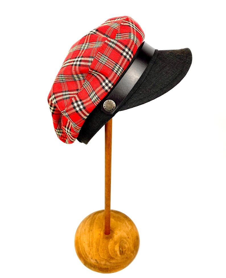 Red Tartan Plaid Sailor Cap Captain Scottish Red Cap Red - Etsy
