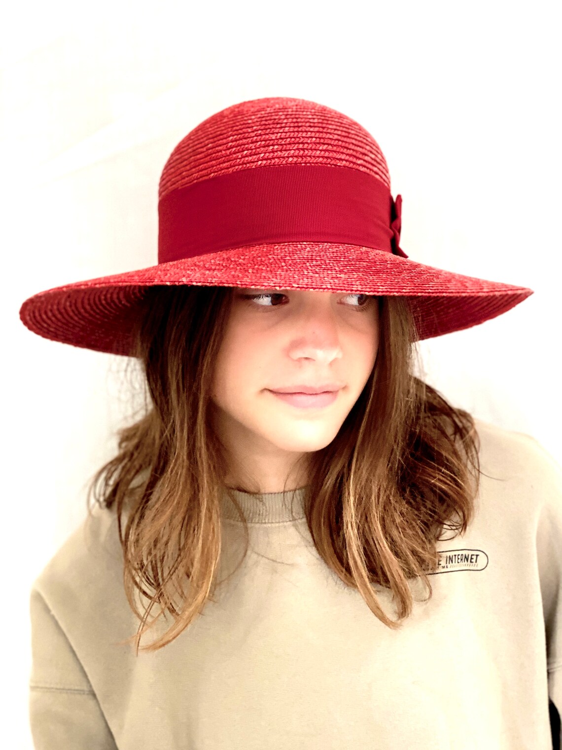 Red Summer Straw Hat Elegant Woman Straw Hat in Red Fashion | Etsy