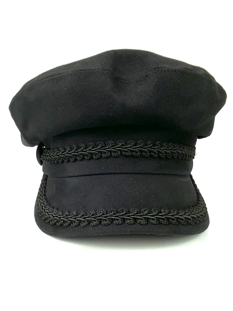 Black Cotton Sailor Cap – Nautical Maritime Hat With Braided Detail - Etsy