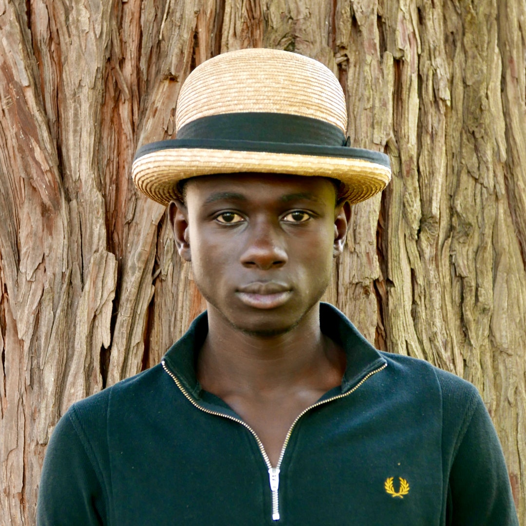 Bowler Straw Hat - Vintage Edwardian Bowler Hat for Summer - Classic ...