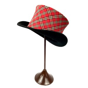 Plaid Top Hat, Red Tartan Top Hat, Red Plaid Topper Hat, Red Edwardian ...