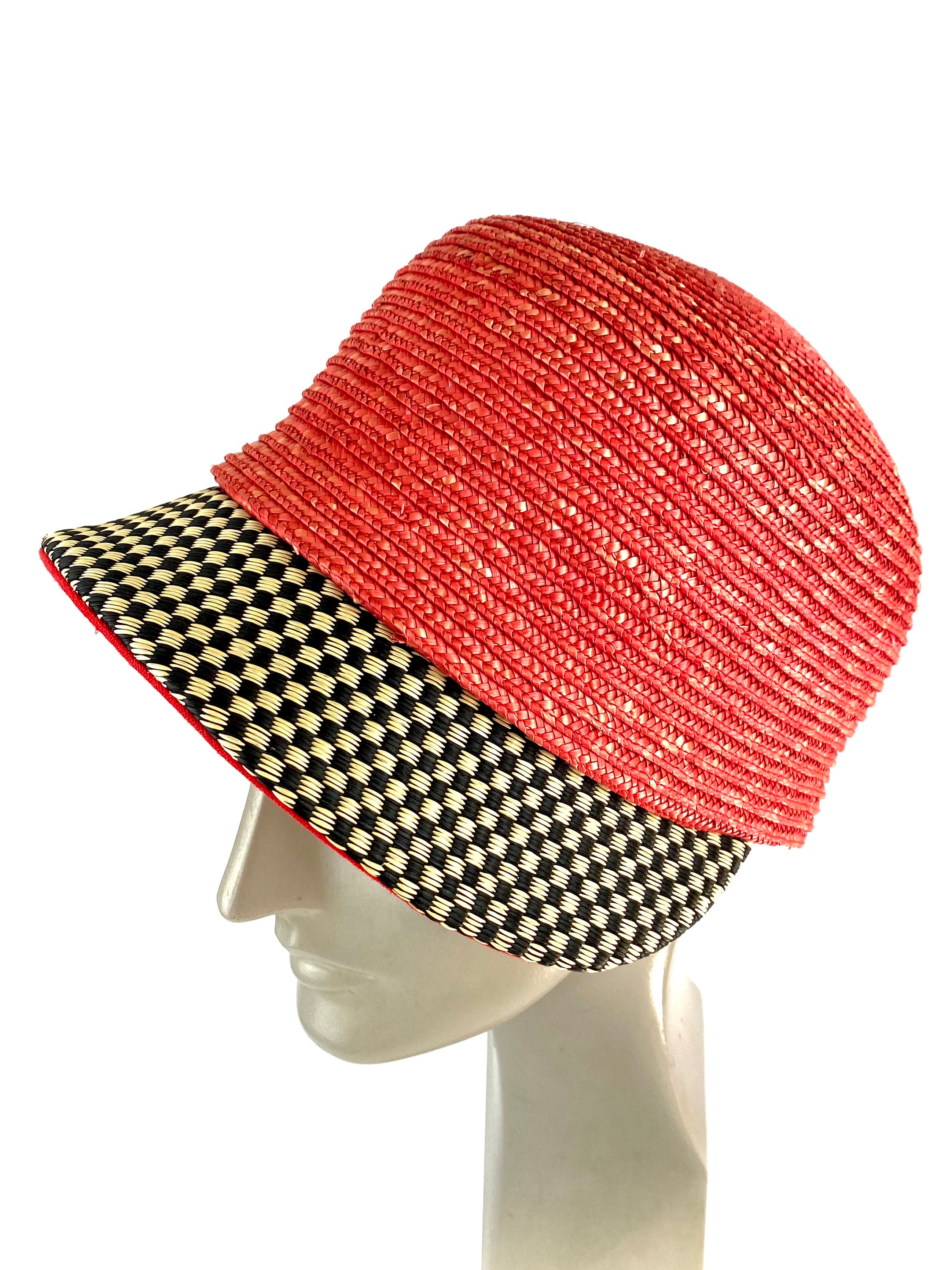 Checkerboard Straw Cap in Red Red Checkerboard Cap Hat | Etsy