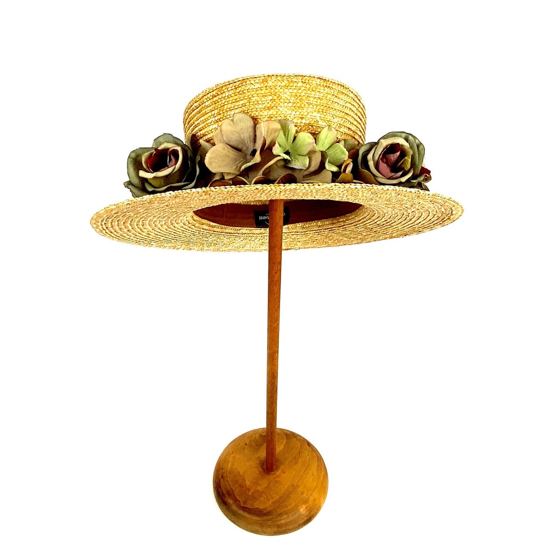 Victorian Boater Straw Hat - Vintage Straw Boater - Boho Style Women's ...