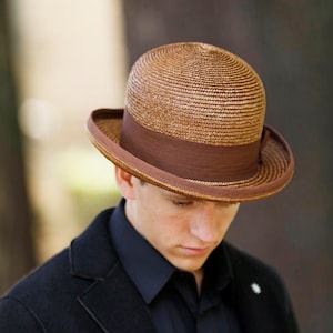 Straw Bowler, Brown Bowler Straw Hat, Derby Straw Hat, Bombin Hat ...