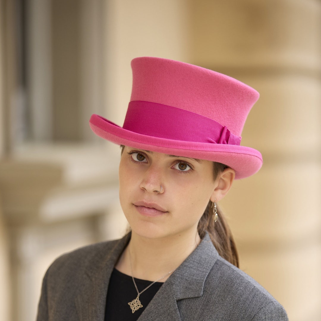 PINK Low Top Hat - Stylish Vibrant Pink Top Hat - Unique Felt Fashion ...