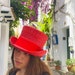 Red Straw Top Hat Red Summer Straw Hat Edwardian Red Hat - Etsy