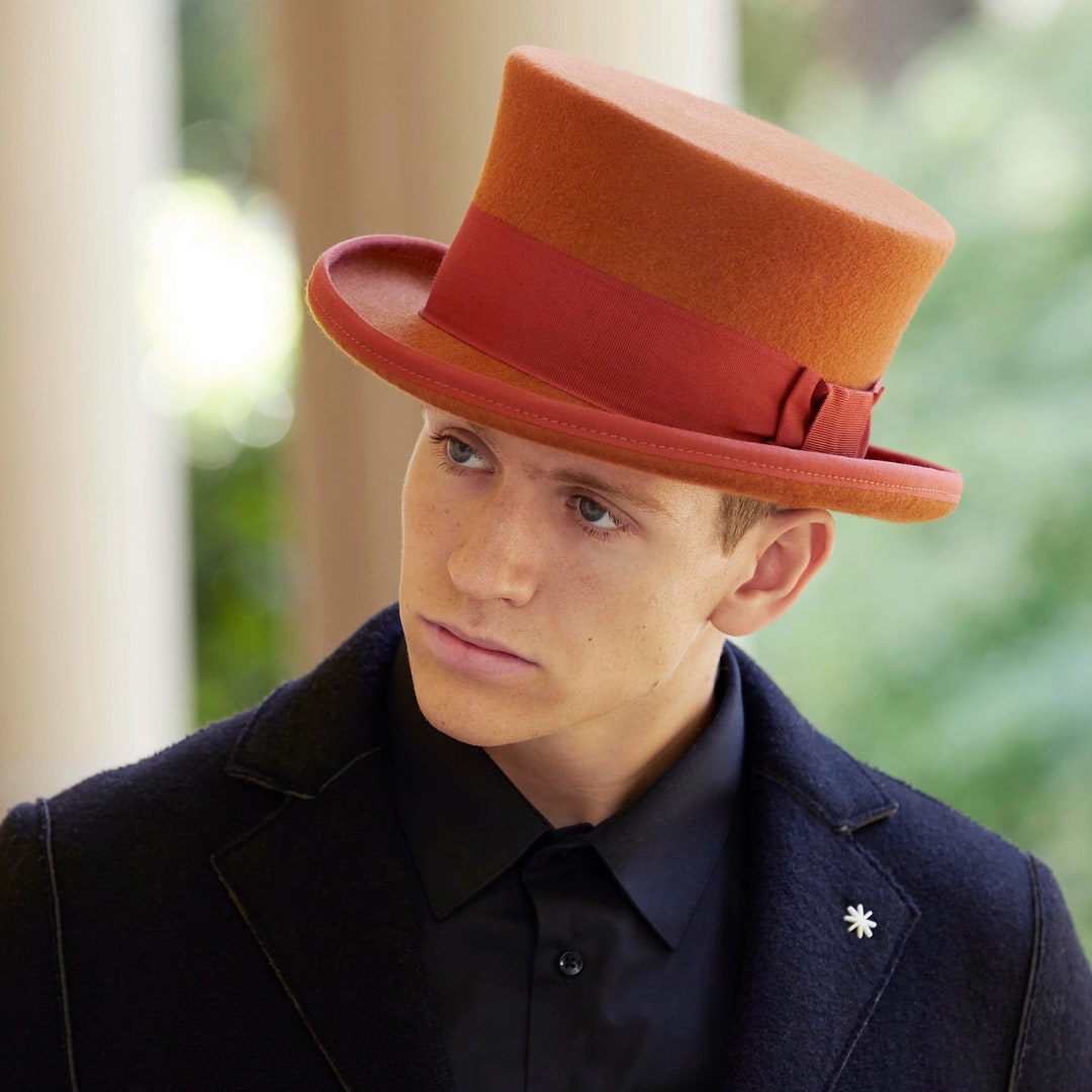 Low Top Hat, GINGER Color Top Hat, Dark Orange Top Hat, 19th Century ...