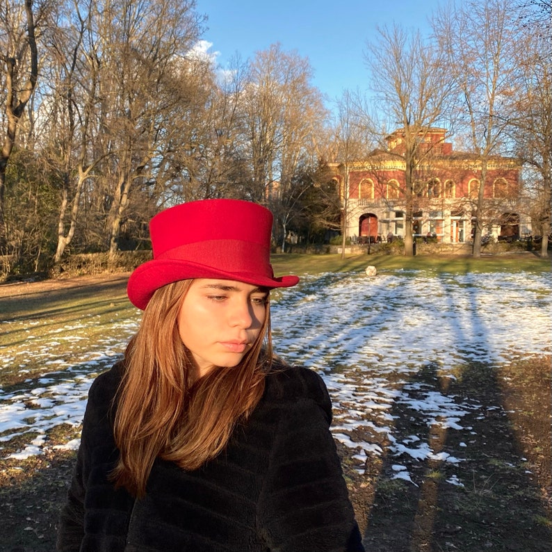 Red Top Hat Men Top Hat Women Top Hat Victorian Red Top - Etsy