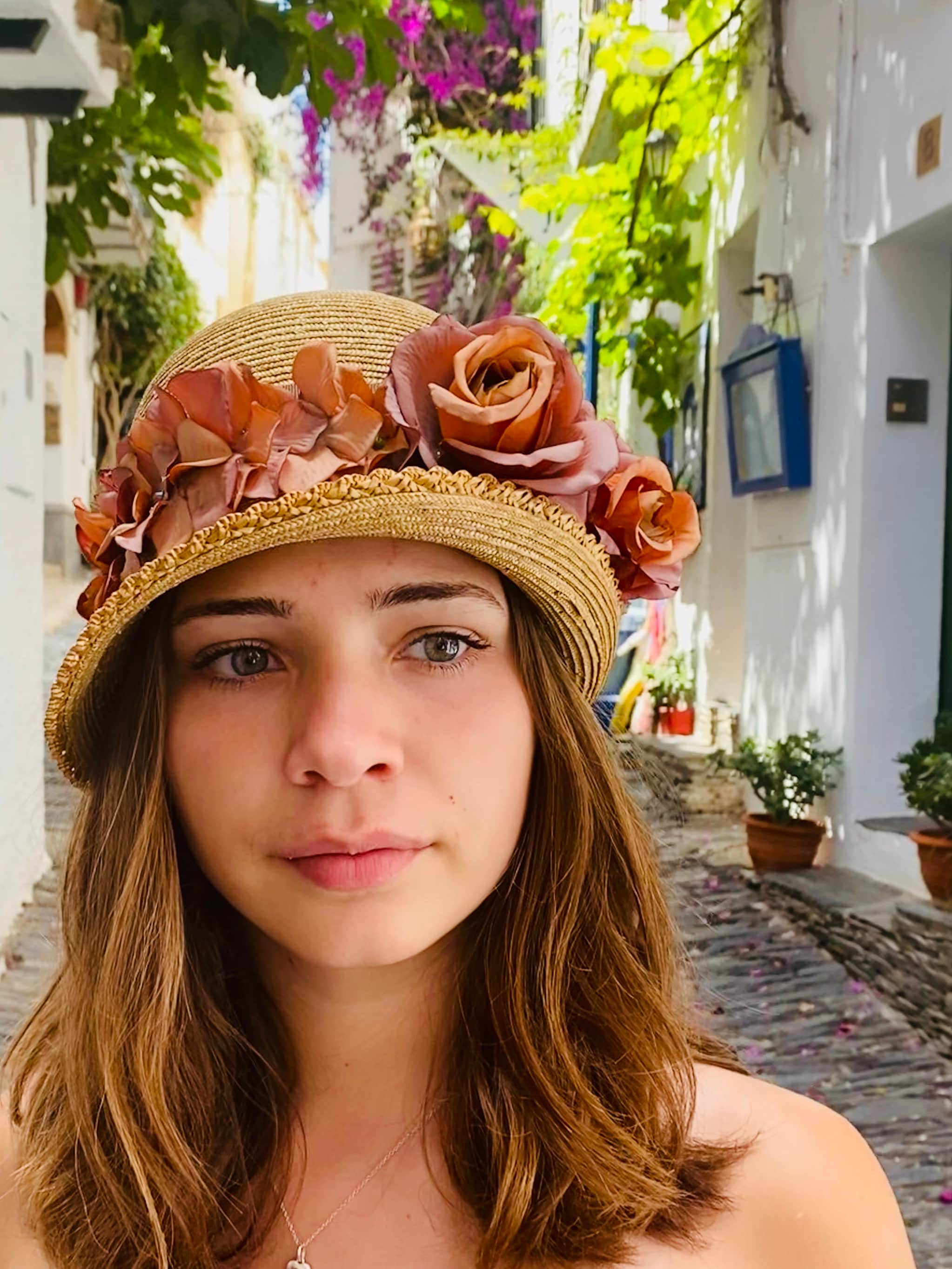 New Vintage Straw Hat - Cloche Straw Hat With Chic Floral Detail ...