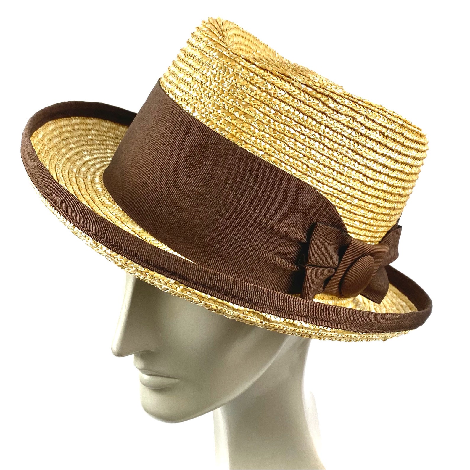 Edwardian Straw Homburg Hat - Vintage Style Mens Summer Hat - Etsy